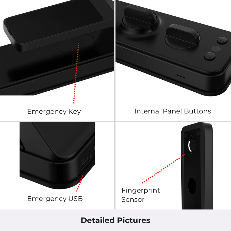 5-in-1 Smart Front Door Lock Push/Pull with Bluetooth Fingerprint ...